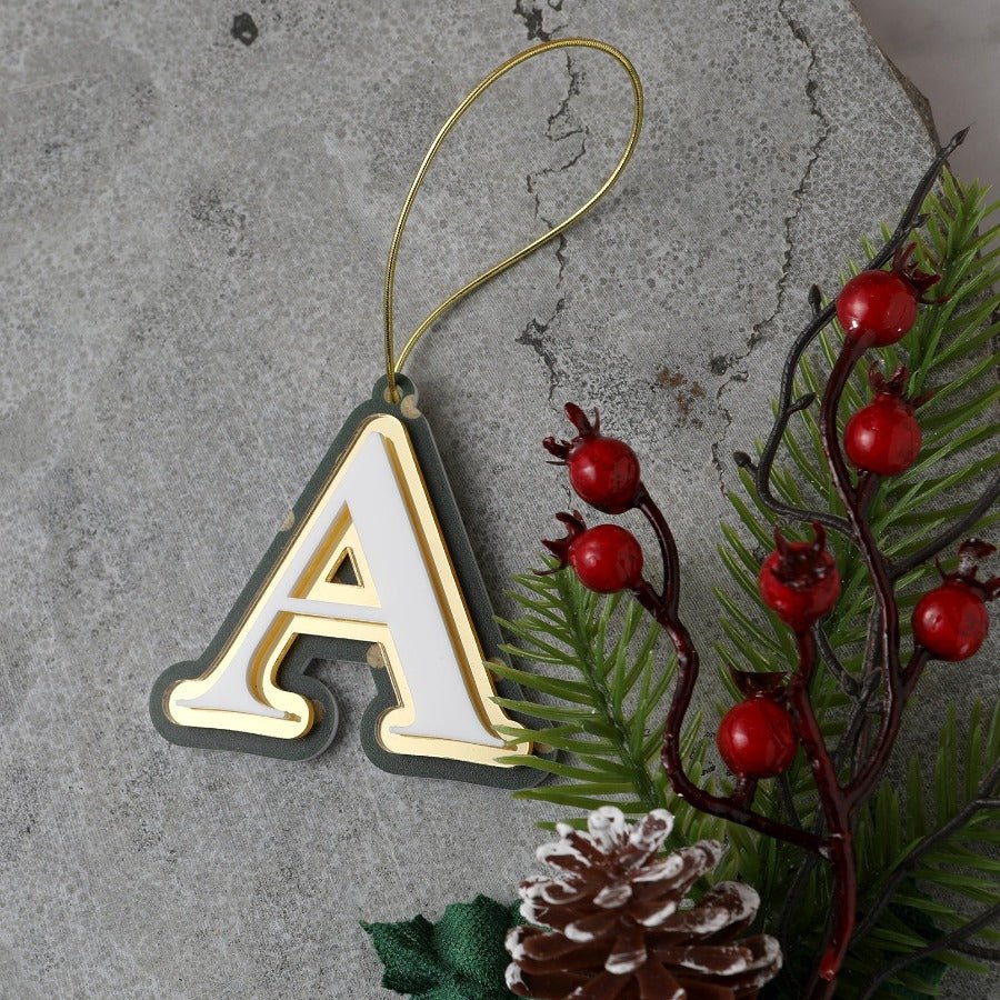 Polka Dot Letter Christmas Ornament