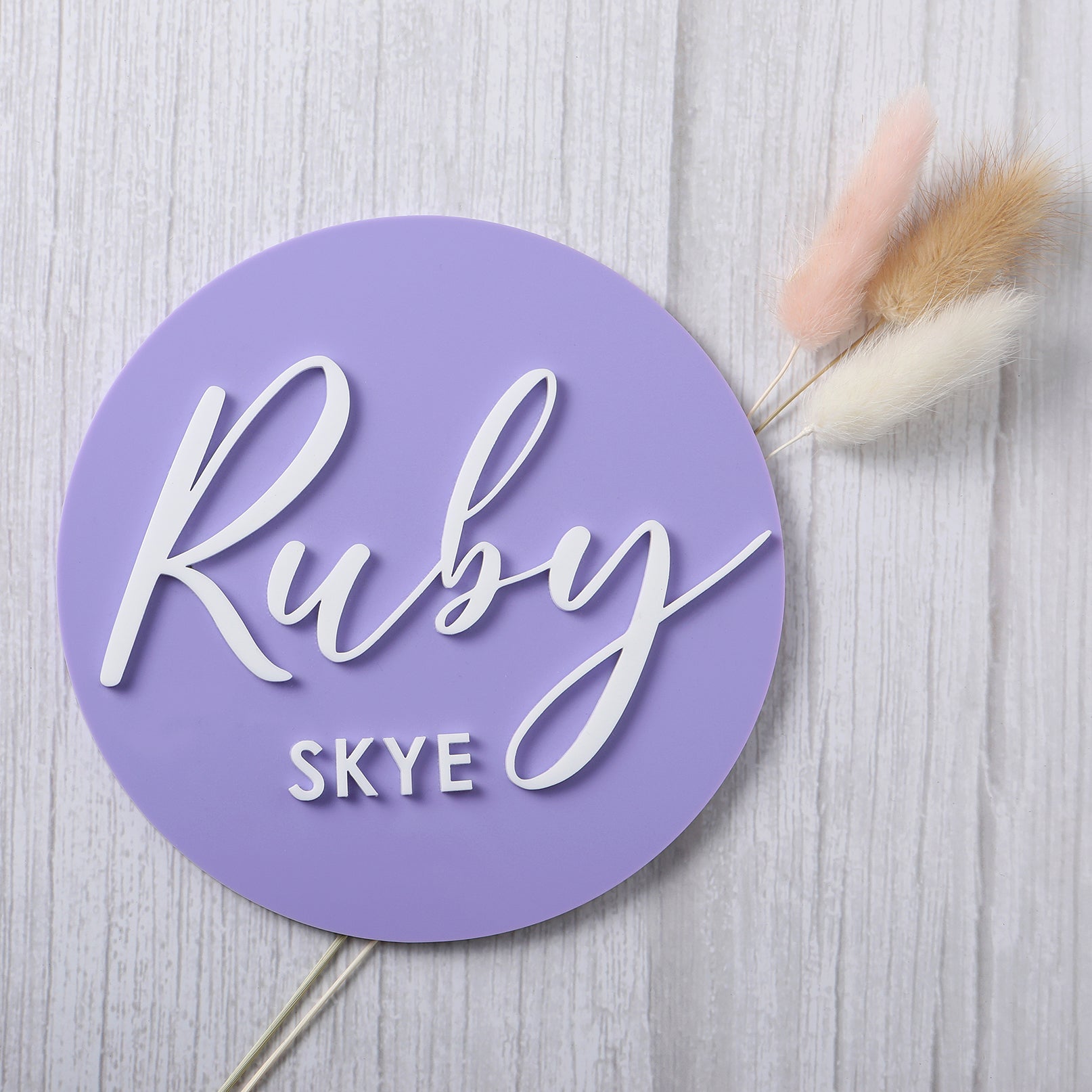 3D Round Acrylic Name Plaque – Purple | Fauve + Co