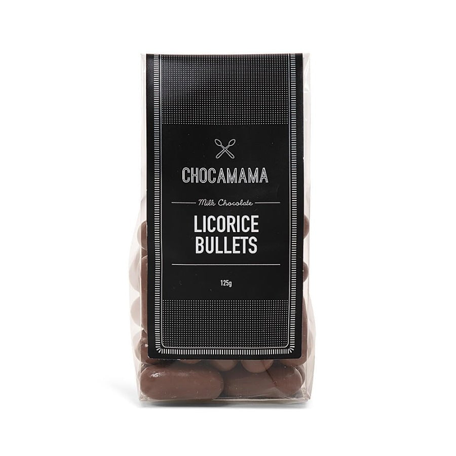 Chocamama Milk Chocolate Licorice Bullets 125g