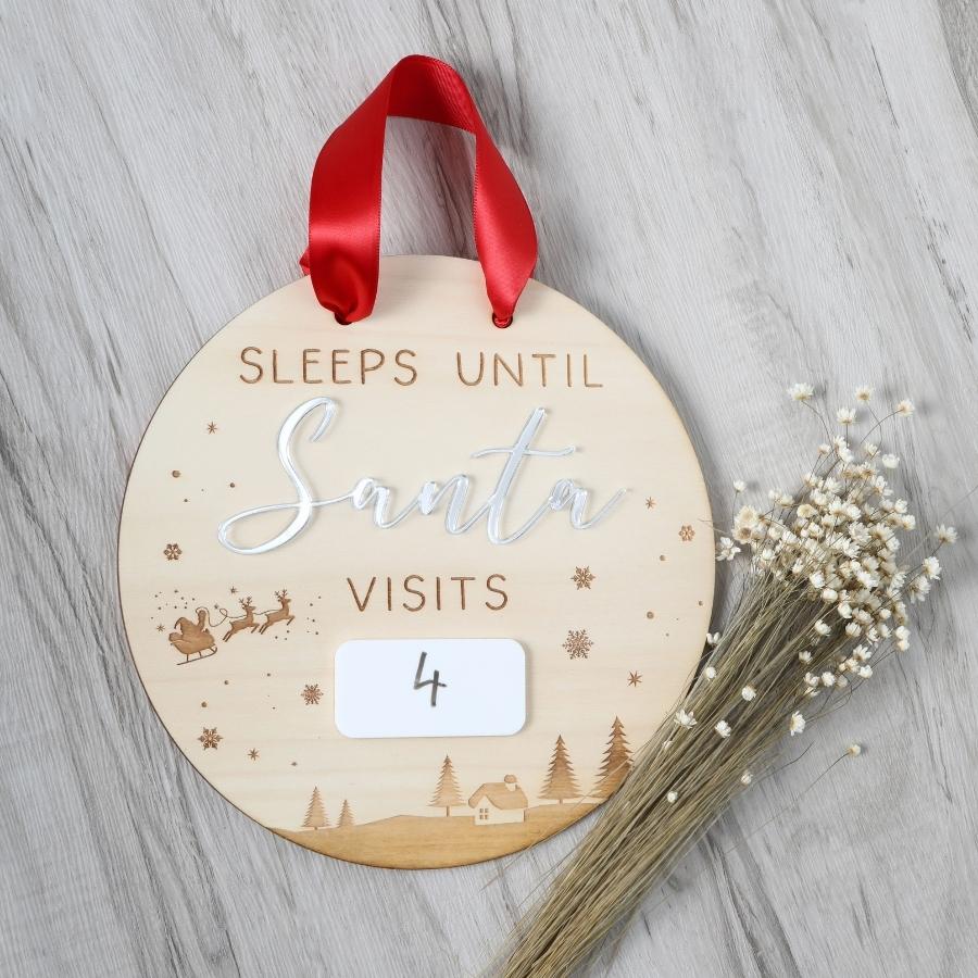 Sleeps until Santa Visits Countdown Wall Hanger